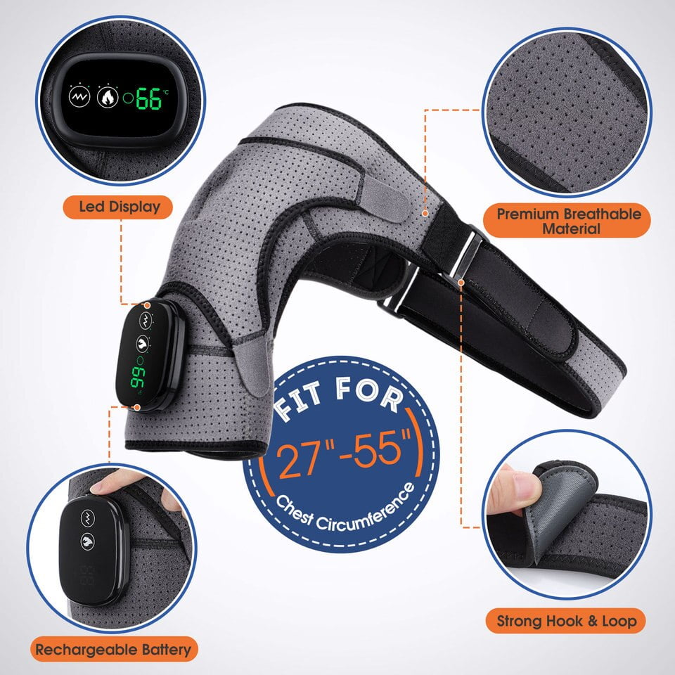Heated Vibration Shoulder Therapy Brace - Grey Cicada
