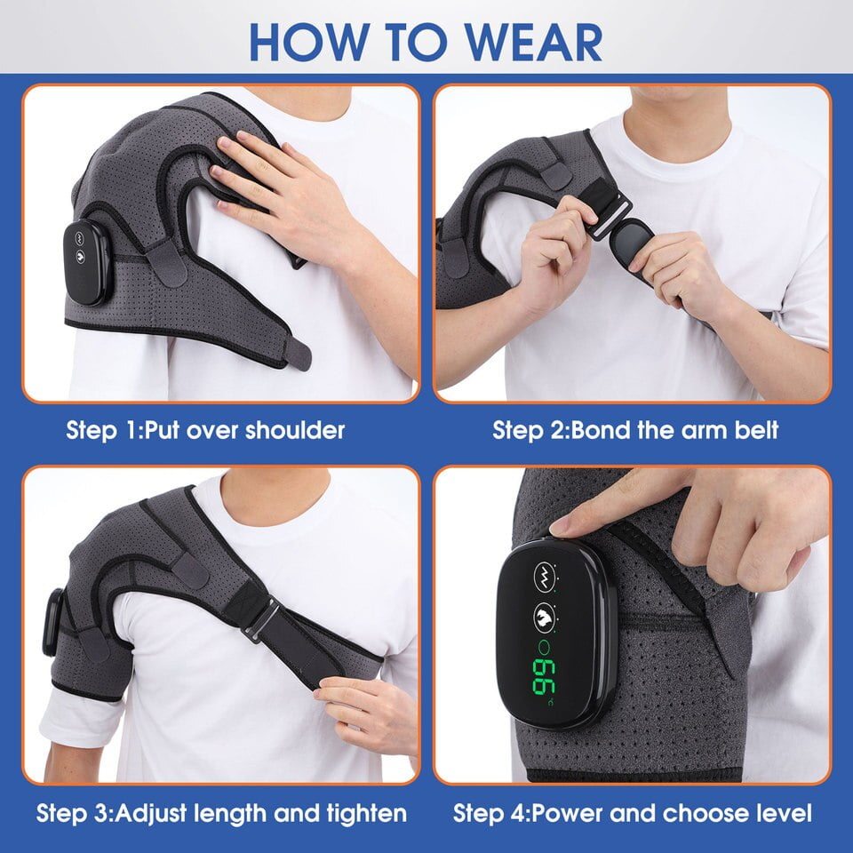 Heated Vibration Shoulder Therapy Brace - Grey Cicada