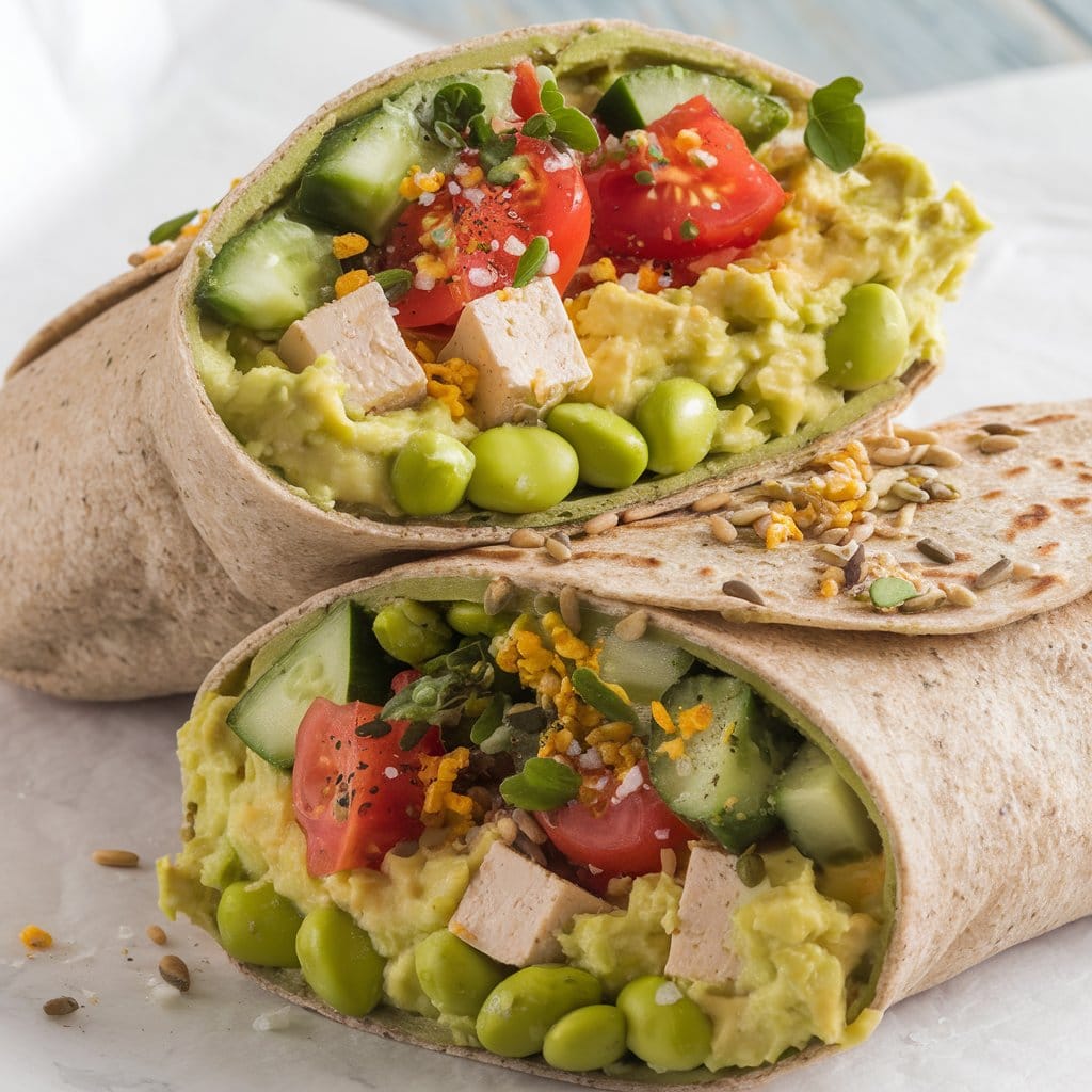 How to Make a High-Protein Edamame and Avocado Breakfast Wrap (Vegan)